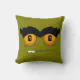 Cute Cartoon Unibrow Monster Face in Olive Green Throw Pillow | Zazzle