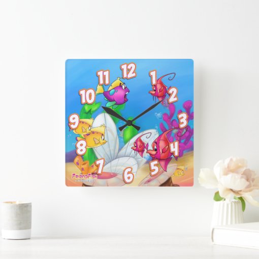 Cute cartoon wall clock fish | Zazzle