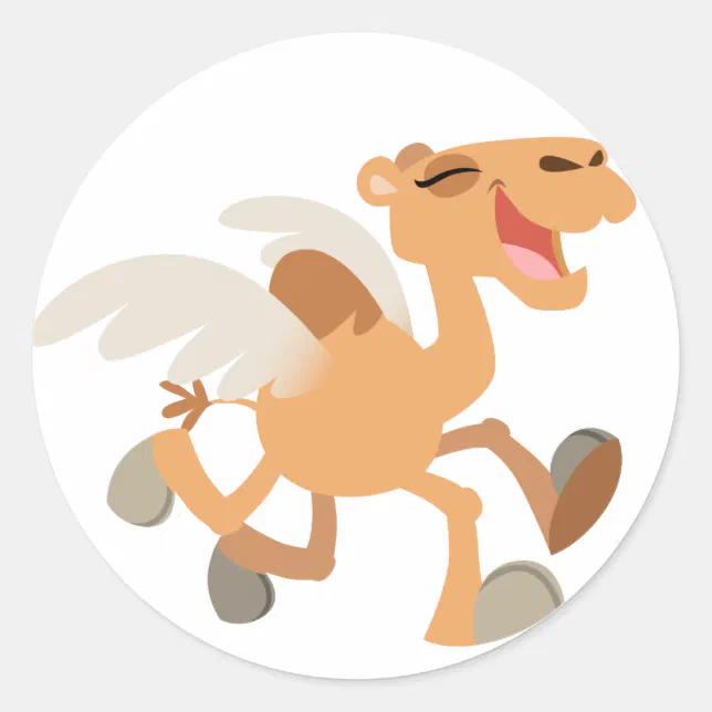 Cute Cartoon Winged-Camel Sticker | Zazzle