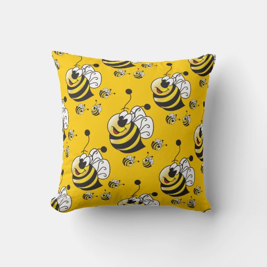 Cute Cartoon Yellow Bumble Bee Throw Pillow | Zazzle.com