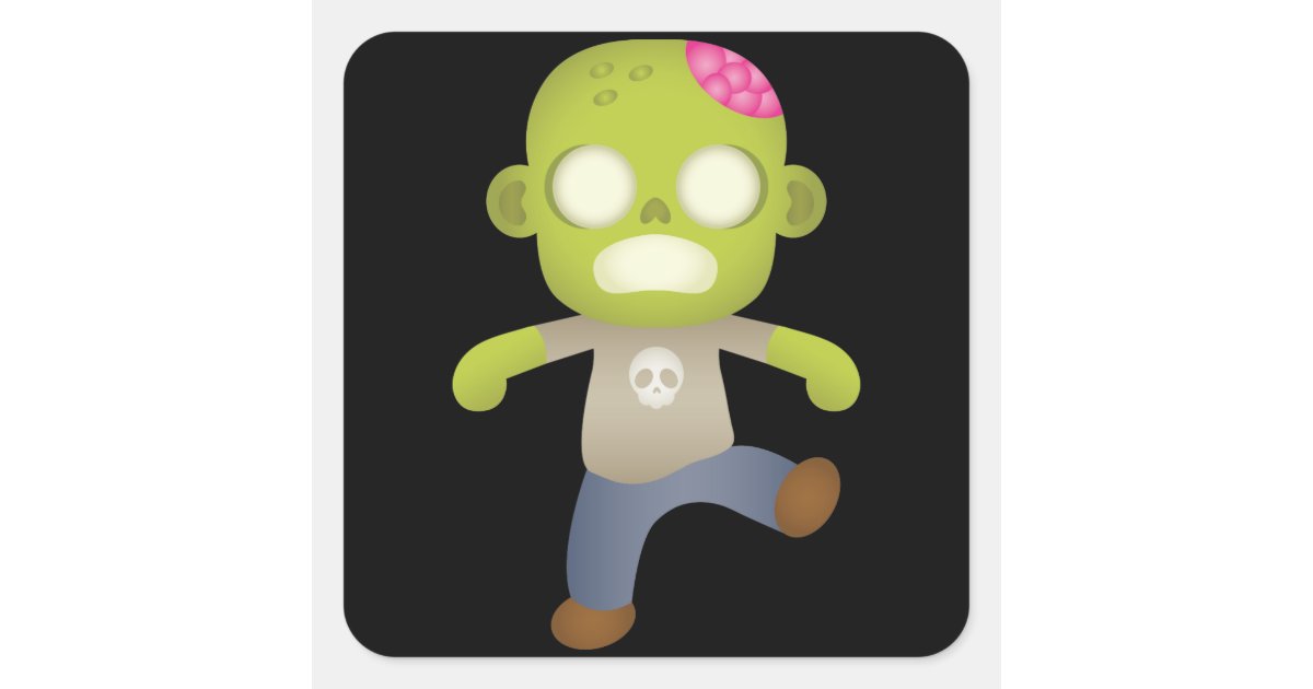 Cute Cartoon Zombie Square Sticker | Zazzle