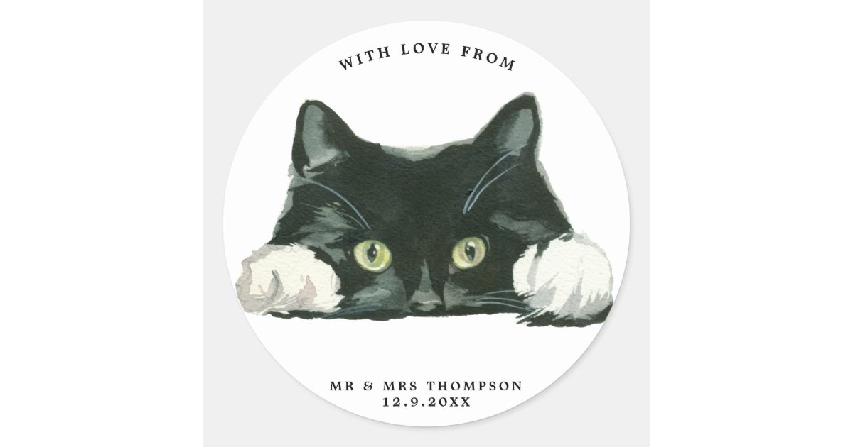 cute cat address envelope sticker label | Zazzle