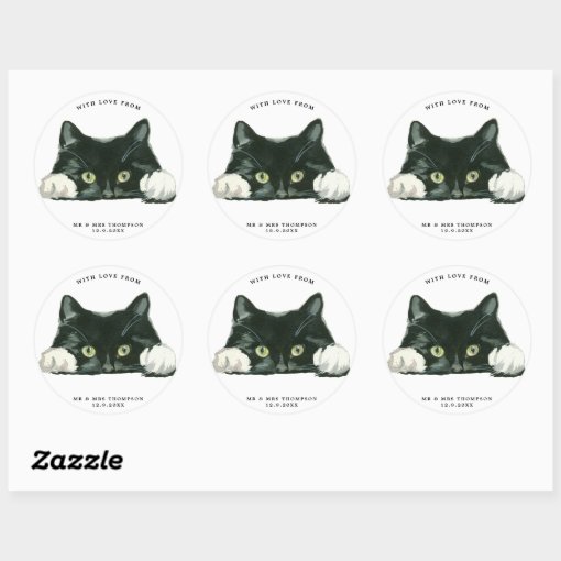 cute cat address envelope sticker label | Zazzle