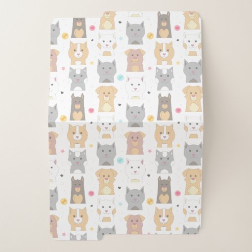 Cute Cat and Dog Pattern File Folder | Zazzle