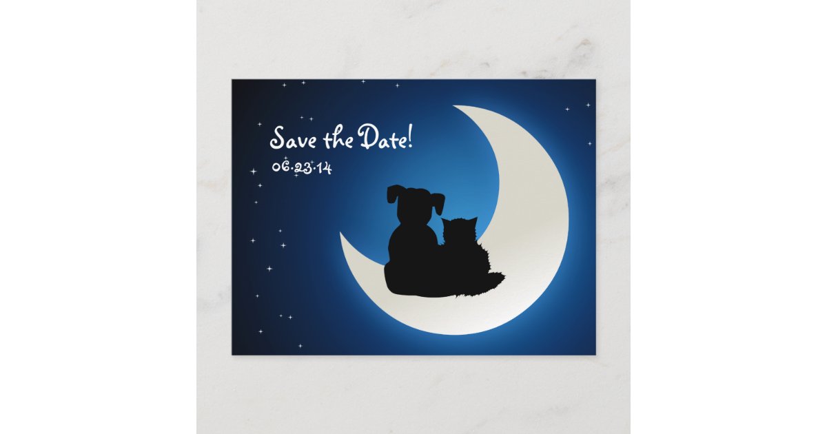 Cute Cat and Dog - Save the Date postcard | Zazzle