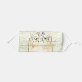 Cute Cat and Mouse Adult Cloth Face Mask | Zazzle