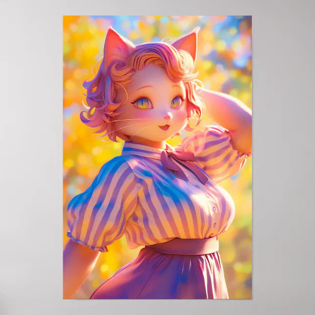 Cute Cat Anthro Poster | Zazzle