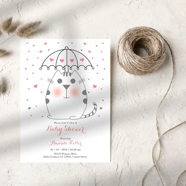 Cute Cat Baby Shower Invitation | Zazzle
