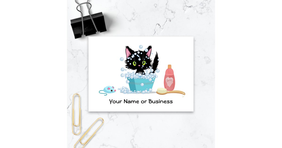 Cute Cat Bath Pet Grooming Business Card | Zazzle