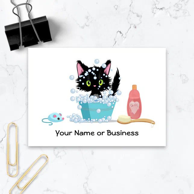 Cute Cat Bath Pet Grooming Business Card | Zazzle