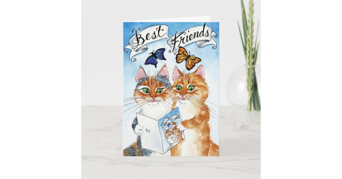 Cute cat best friend birthday or any occasion card | Zazzle.com