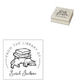 Cute Cat Book From the Library Of Rubber Stamp | Zazzle