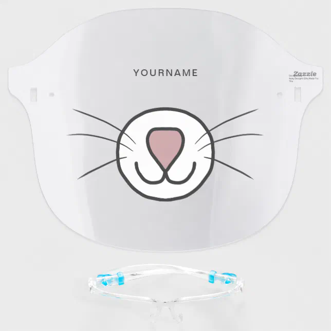 Cute Cat Cartoon Face Mouth Personalize Face Shield | Zazzle