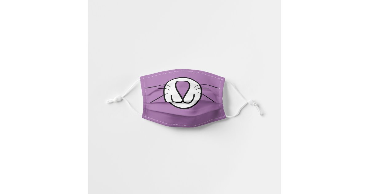 Cute Cat Cartoon Face Mouth | Purple Kids' Cloth Face Mask | Zazzle
