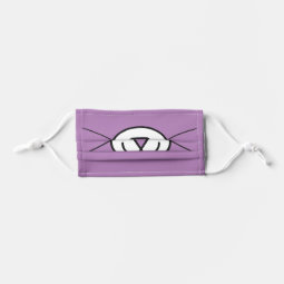 Cute Cat Cartoon Face Mouth | Purple Kids' Cloth Face Mask | Zazzle