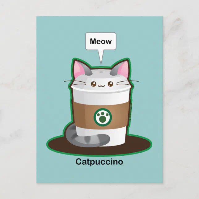 Cute Cat Coffee Postcard | Zazzle