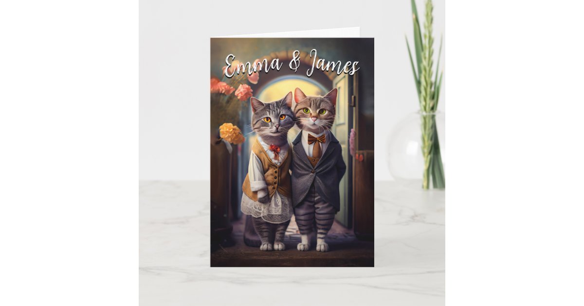 Cute Cat Couple Wedding - Customizable Invitation | Zazzle