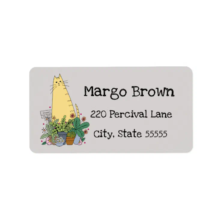 Cute Cat Custom Address Label | Zazzle