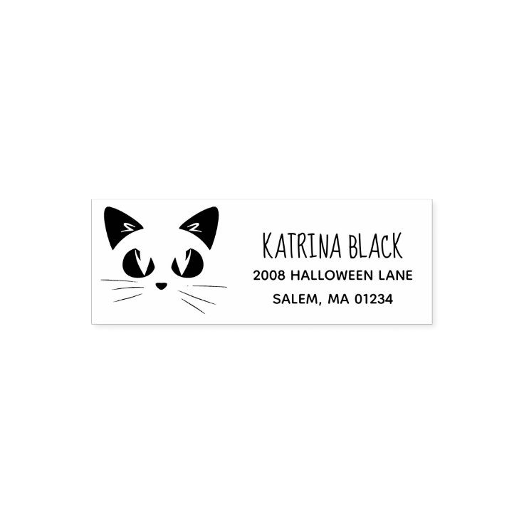 Cute Cat Custom Name Label for Children Self-inking Stamp | Zazzle