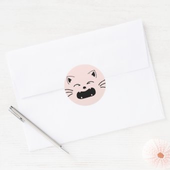 Cute cat design | Adorable feline artwork Classic Round Sticker | Zazzle