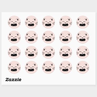 Cute cat design | Adorable feline artwork Classic Round Sticker | Zazzle