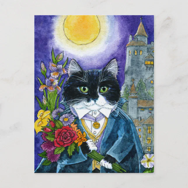Cute Cat Dracula Vampire Nosferatu Halloween Postcard | Zazzle