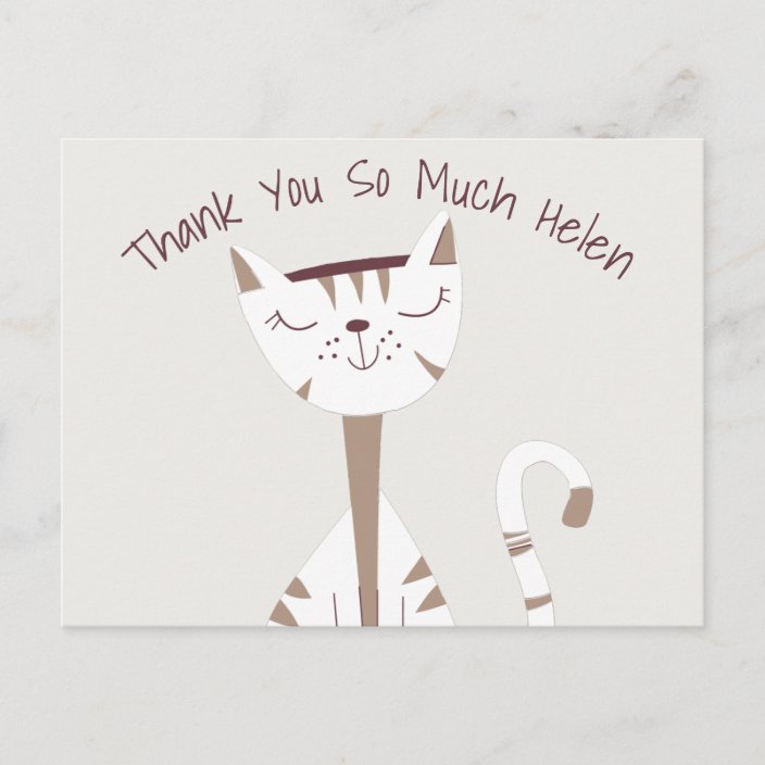 Cute Cat Drawing Name Thank You Postcard | Zazzle.com