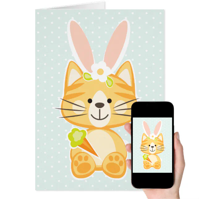Cute Cat Easter Card | Zazzle