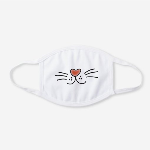 Cute Cat Face Cartoon White Cotton Face Mask | Zazzle