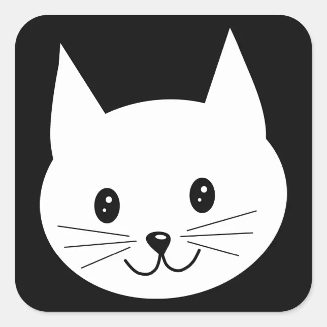 Cute Cat Face. Square Sticker | Zazzle