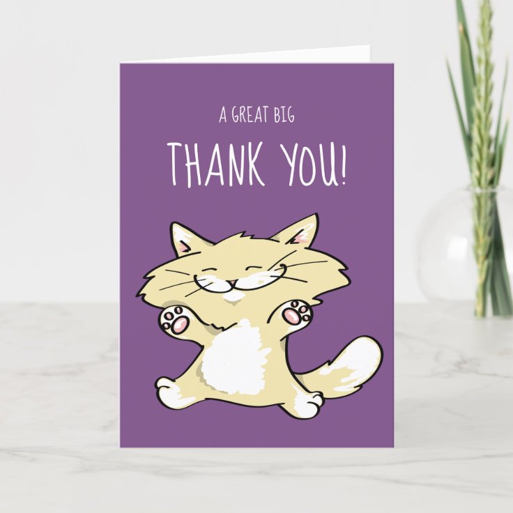 Cute Cat Greeting Cards | Thank You Note Template | Zazzle
