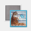 Cute cat hobo sign, kind lady lives here magnet | Zazzle