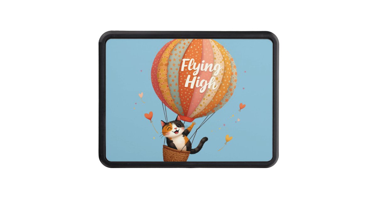 Cute Cat Hot Air Balloon Whimsical Art Hitch Cover | Zazzle