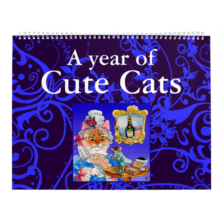 Cute cat illustrations calendar | Zazzle