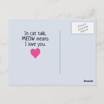 Cute Cat Meow I Love You Postcard | Zazzle
