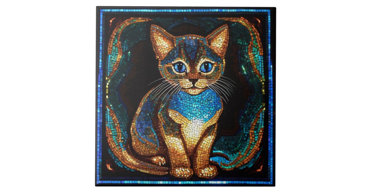 Cute Cat Mosaic Ceramic Tile | Zazzle
