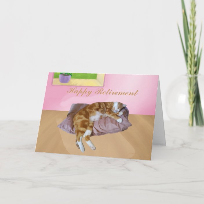 Cute Cat Napping Happy Retirement Card | Zazzle.com