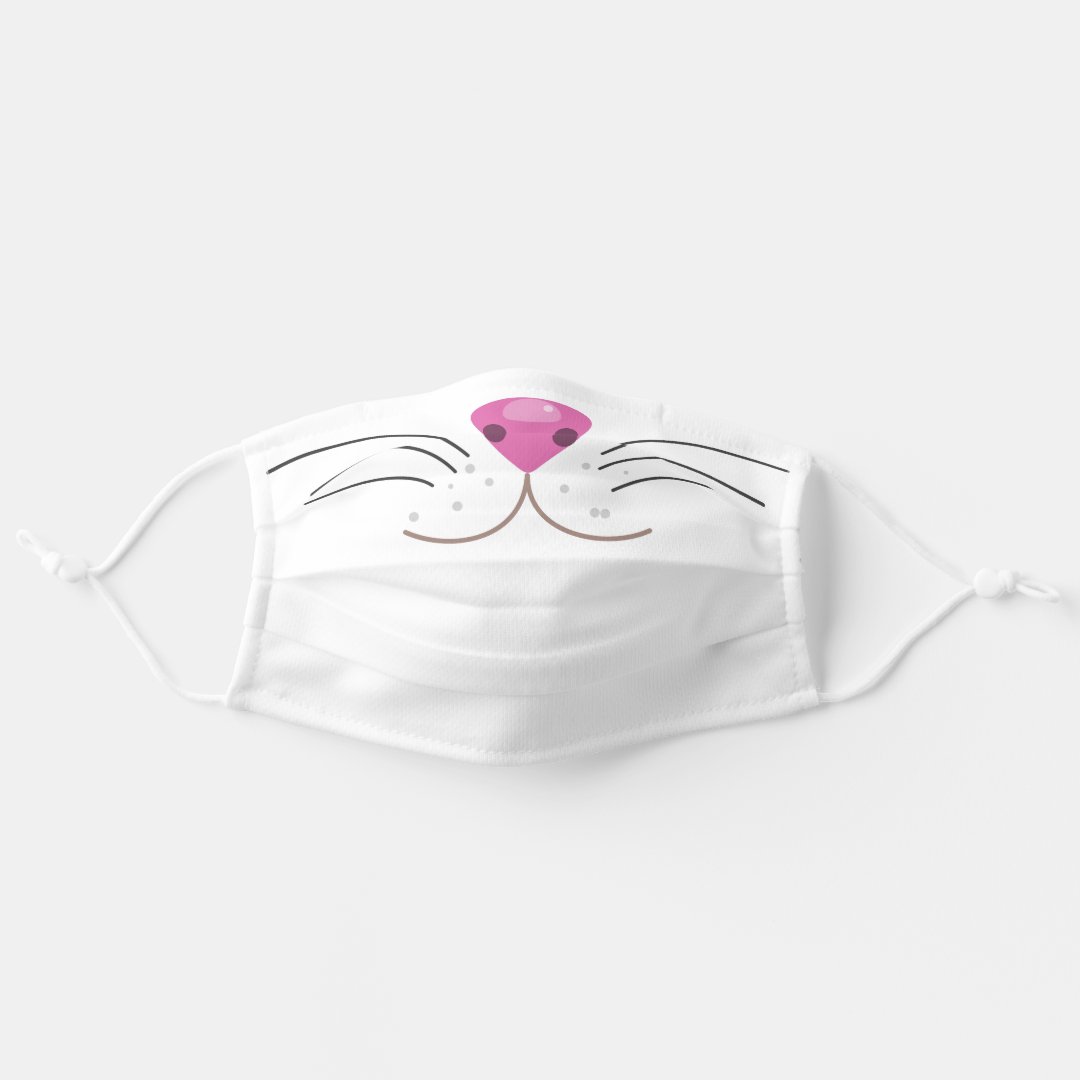 Cute cat nose cartoon illustration adult cloth face mask | Zazzle
