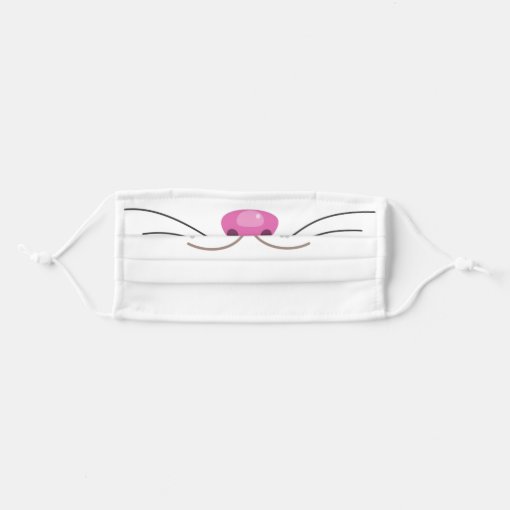 Cute cat nose cartoon illustration adult cloth face mask | Zazzle