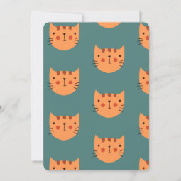 Cute Cat Orange Green Birthday Party Invitation | Zazzle