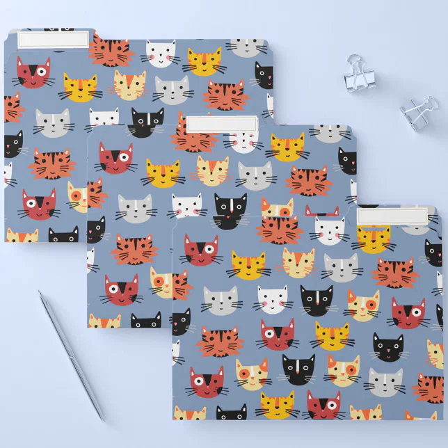 Cute Cat Pattern File Folder | Zazzle