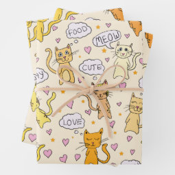 Cute Cat Pattern Wrapping Paper Sheets | Zazzle