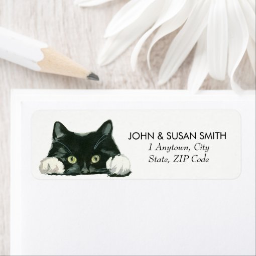 cute cat return address labels stickers envelope | Zazzle