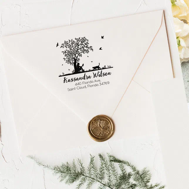 Cute Cat Return Address Rubber Stamp | Zazzle