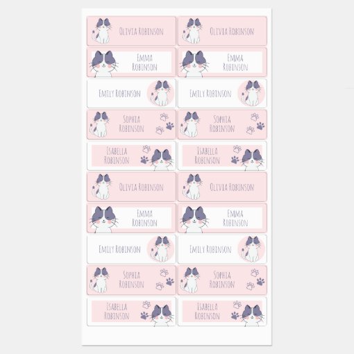 Cute Cat School Preschool Daycare Labels | Zazzle