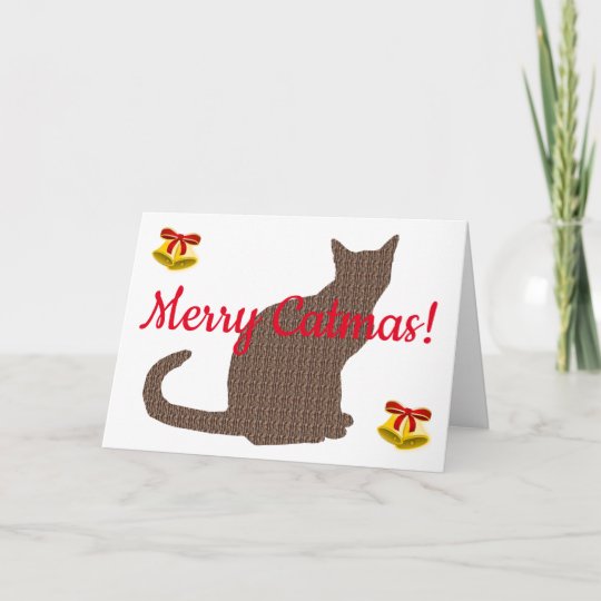 Cute Cat Silhouette Merry Catmas Christmas Card | Zazzle.com