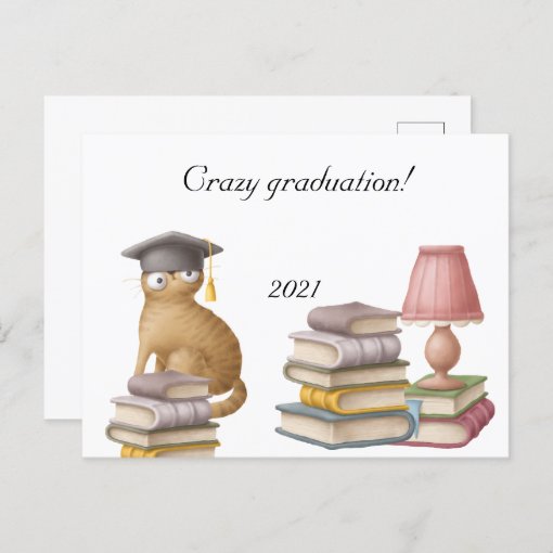 Cute cat student graduation Announcement Postcard | Zazzle