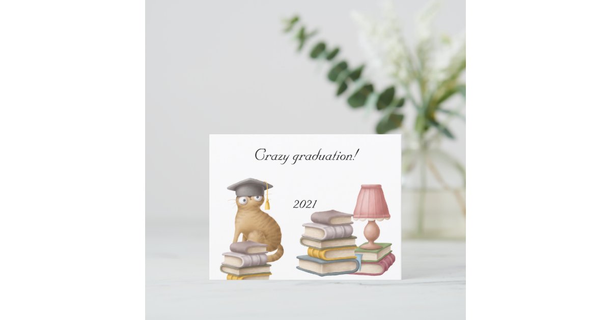 Cute cat student graduation Announcement Postcard | Zazzle