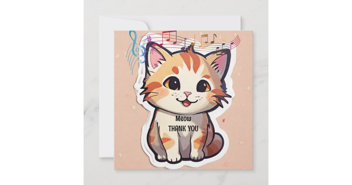 Cute Cat Thank You Card | Zazzle