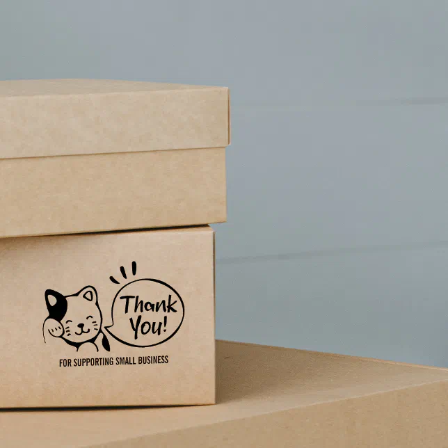 Cute Cat Thank You, Custom Message Rubber Stamp | Zazzle